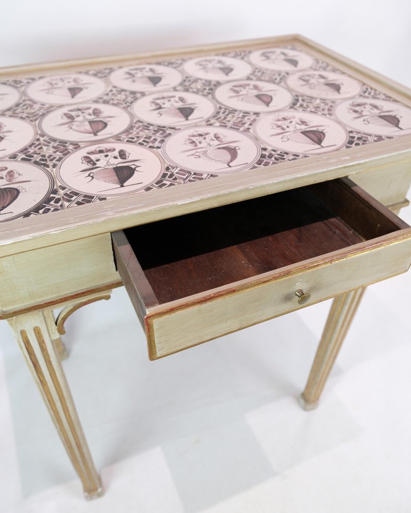 Gustavian Louis XVI Painted Tile Table, 1800s for sale at Pamono