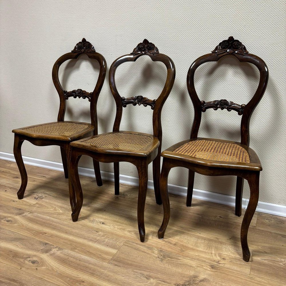 Antique French Louis Philippe Chairs, 1900, Set of 3 for sale at Pamono
