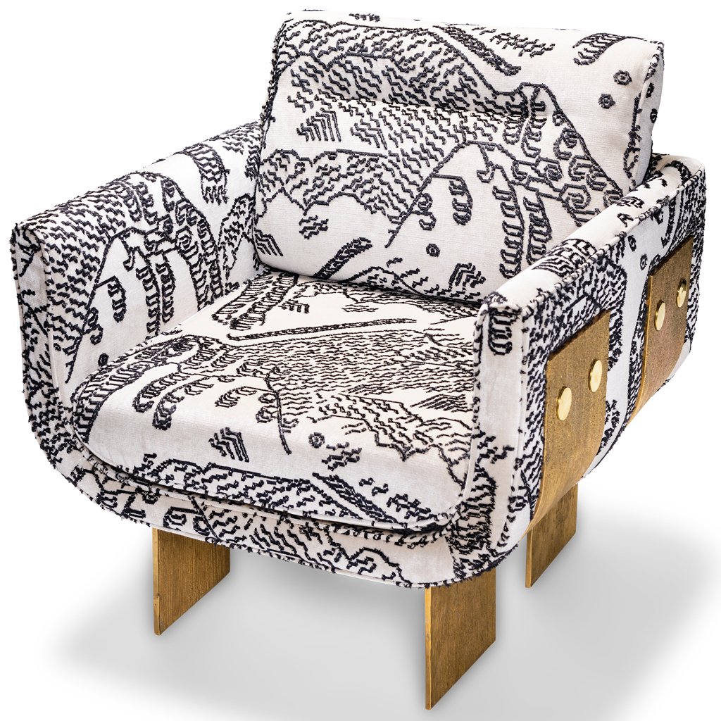 Tiger Velvet Lounge Chair with Cast Brass Legs by Egg Designs for sale ...