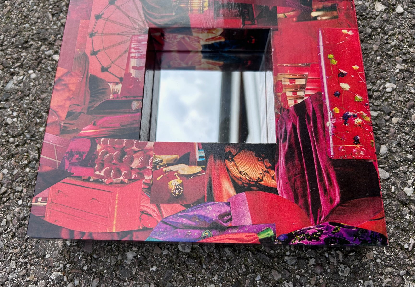 Paper Collage Mirror, 2000s for sale at Pamono