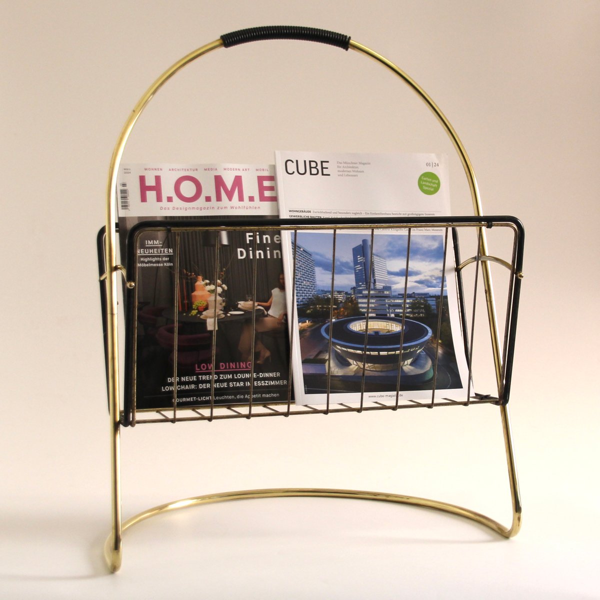 Mid-Century String Magazine Rack, 1950s for sale at Pamono