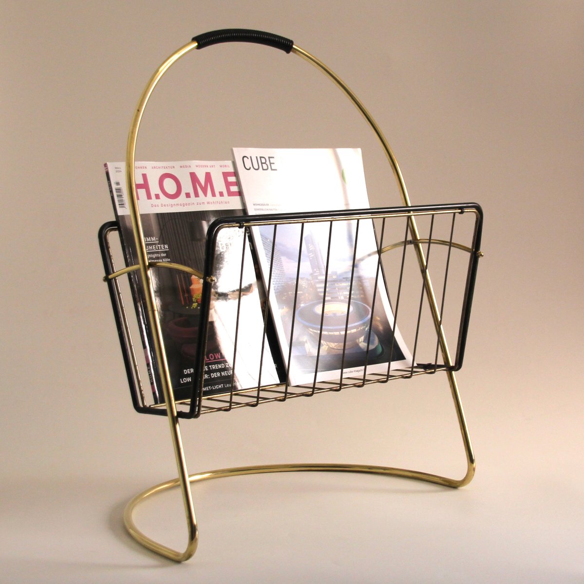 Mid-Century String Magazine Rack, 1950s for sale at Pamono