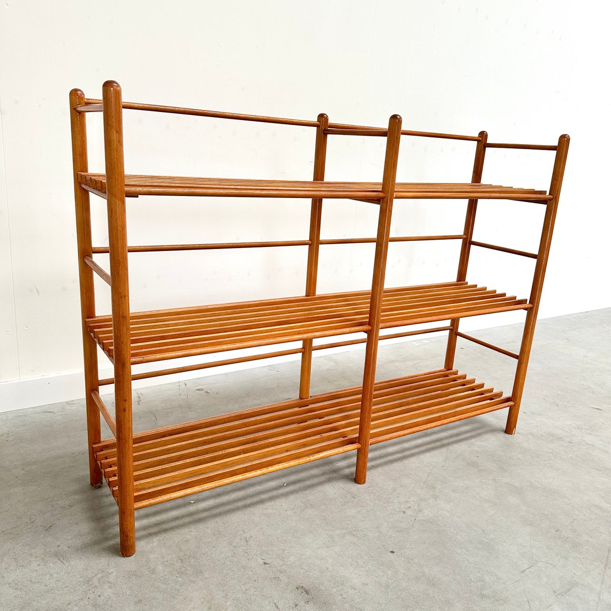 Vintage Birch Storage Rack with Slatted Shelves, 1960s for sale at Pamono