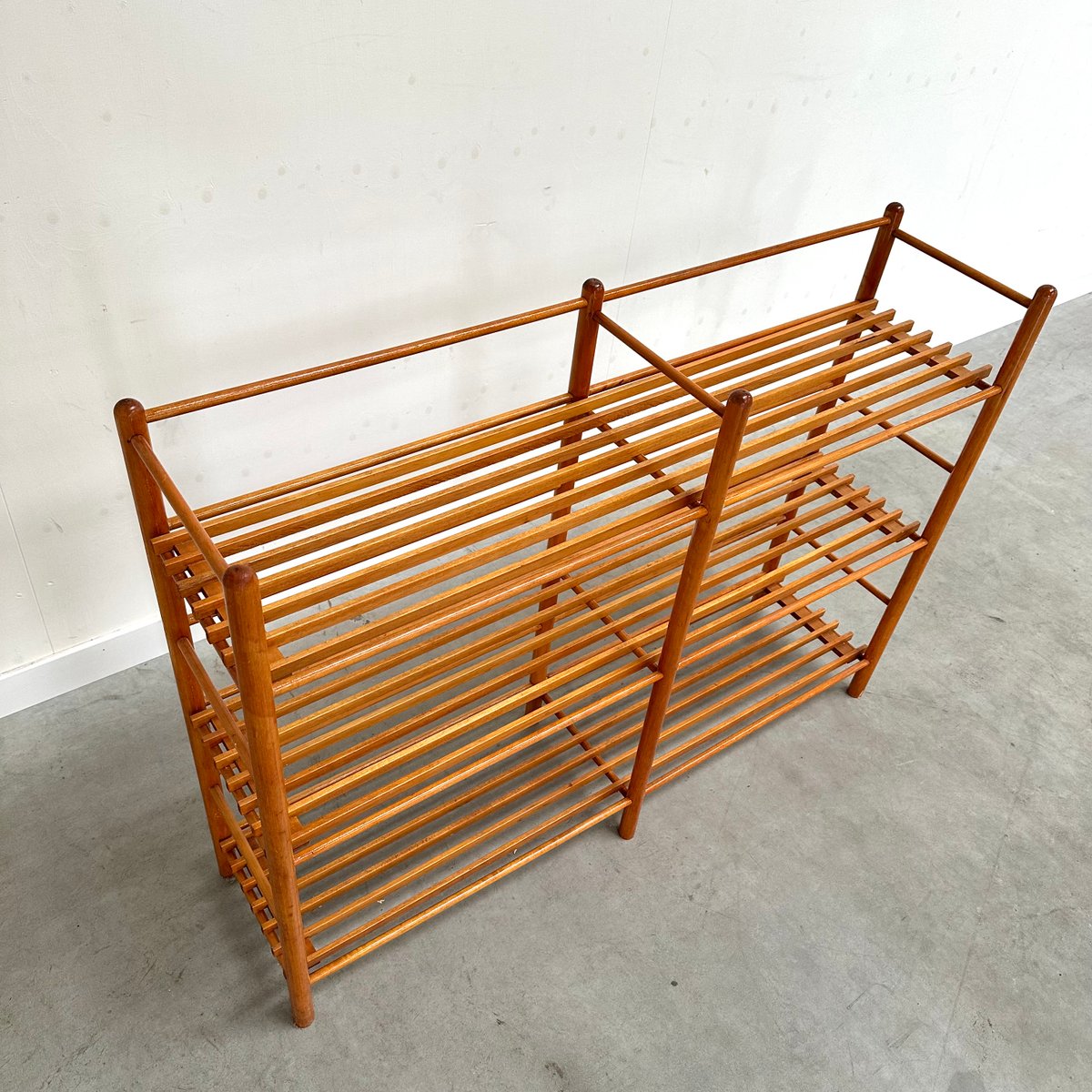Vintage Birch Storage Rack with Slatted Shelves, 1960s for sale at Pamono