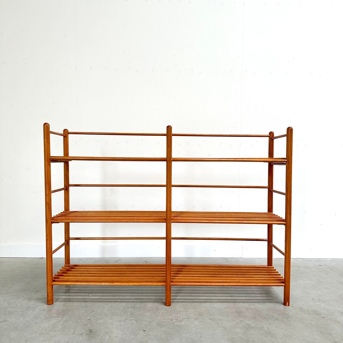 Vintage Birch Storage Rack with Slatted Shelves, 1960s for sale at Pamono