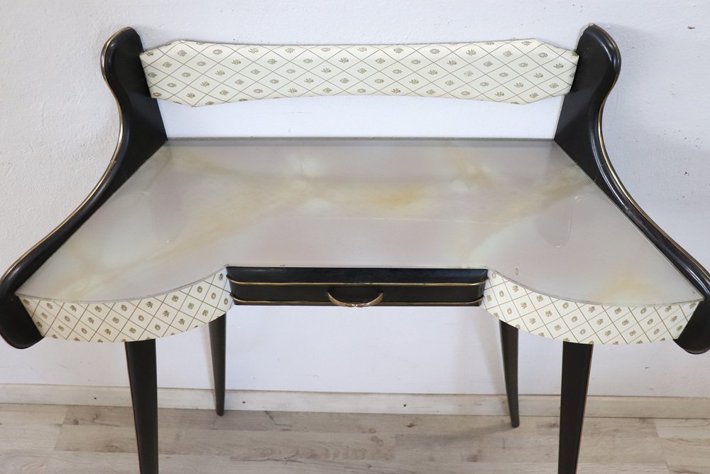 Console Table in Wood and Glass Top, 1950s for sale at Pamono