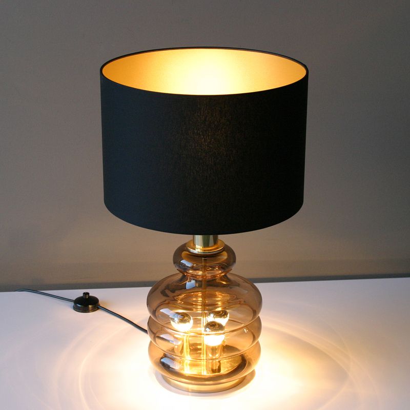 Vintage Smoked Glass Table Lamp for sale at Pamono