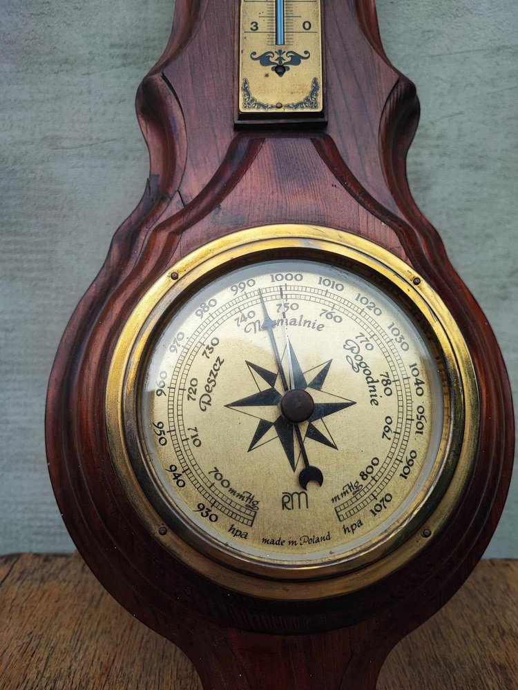 Vintage Wooden Barometer, Gdynia, 1970s for sale at Pamono