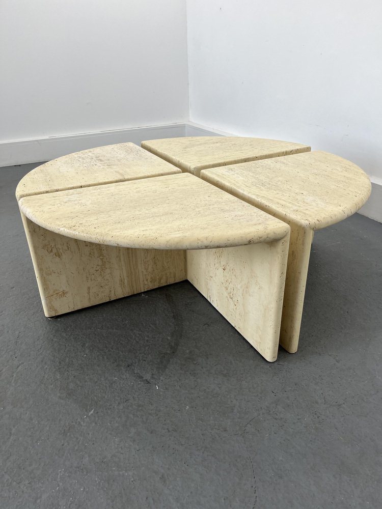 Italian Travertine Coffee Tables, 1970s, Set of 4 for sale at Pamono