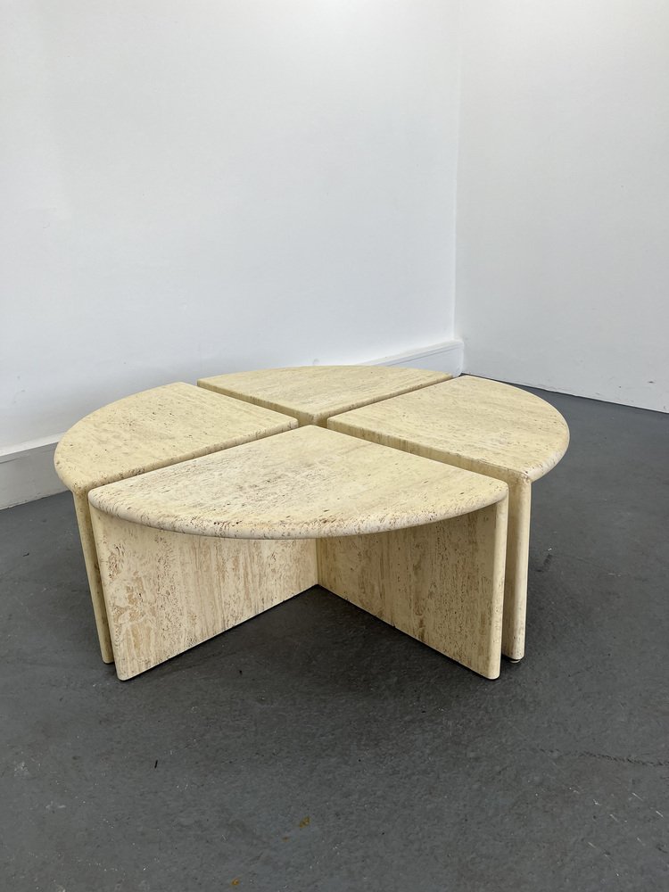 Italian Travertine Coffee Tables, 1970s, Set of 4 for sale at Pamono