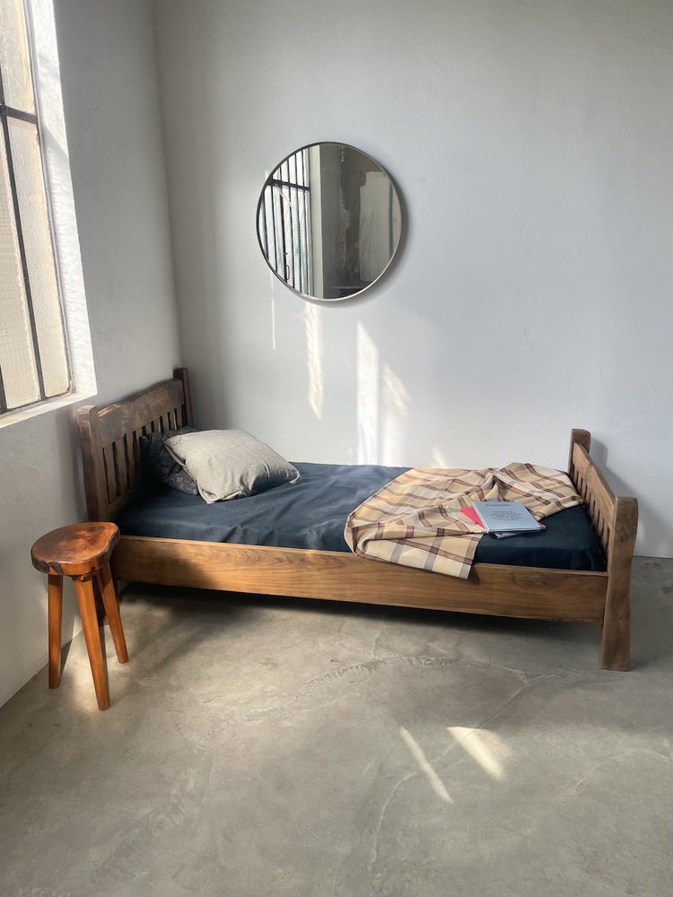 Brutalist Aranjou Elm Bed, 1950s for sale at Pamono