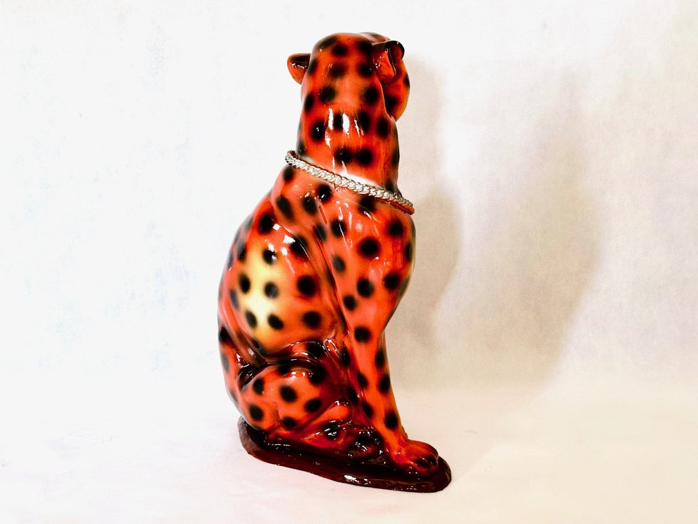 Large Vintage Italian Tiger Statue in Resin, 1970s for sale at Pamono
