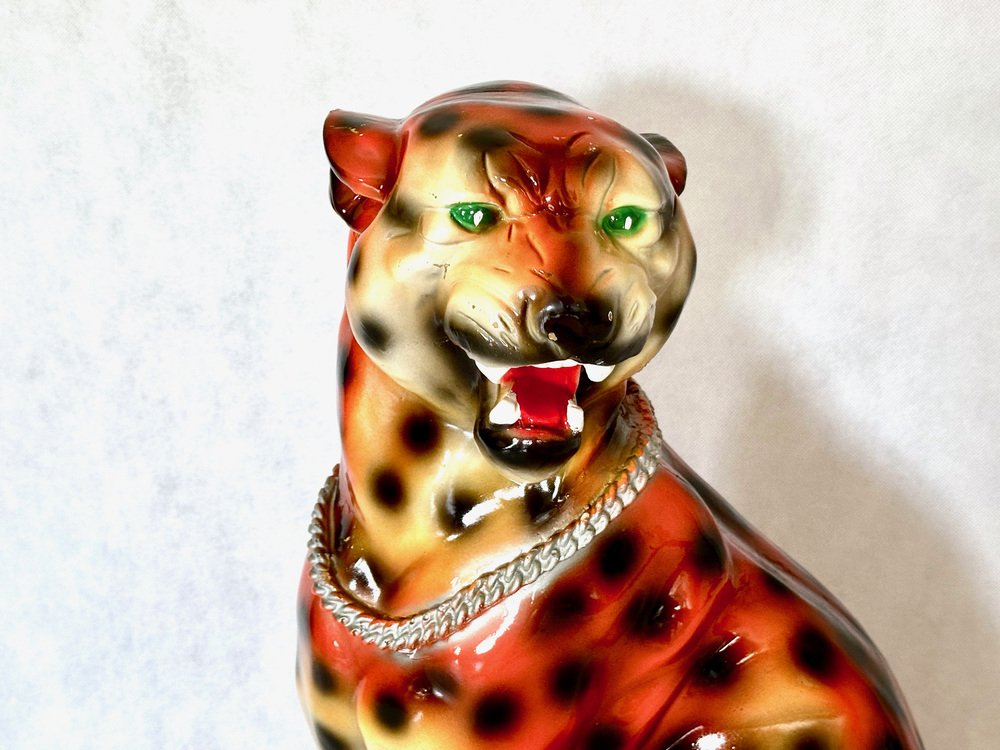 Large Vintage Italian Tiger Statue in Resin, 1970s for sale at Pamono