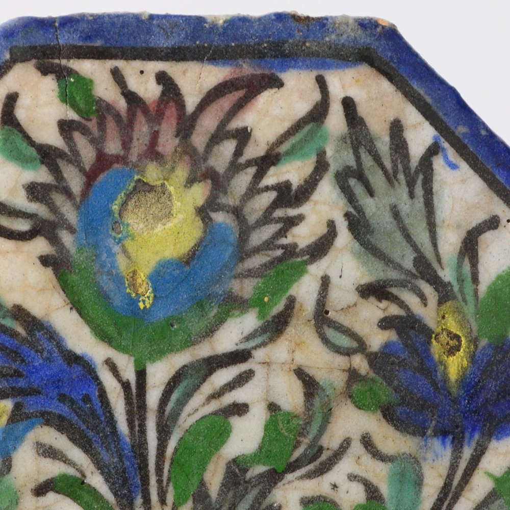 Antique Middle Eastern Qajar Dynasty Octagonal Pottery Tile, 19th ...