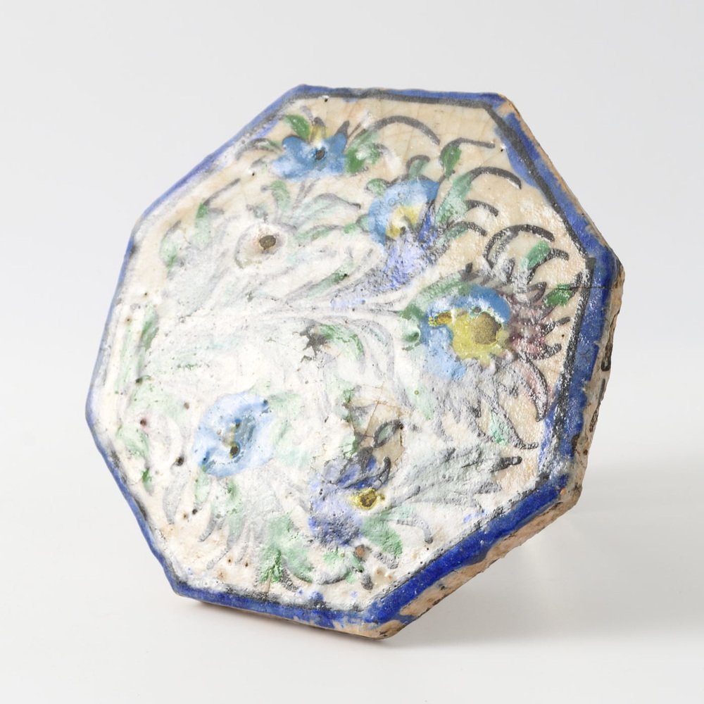 Antique Middle Eastern Qajar Dynasty Octagonal Pottery Tile, 19th ...