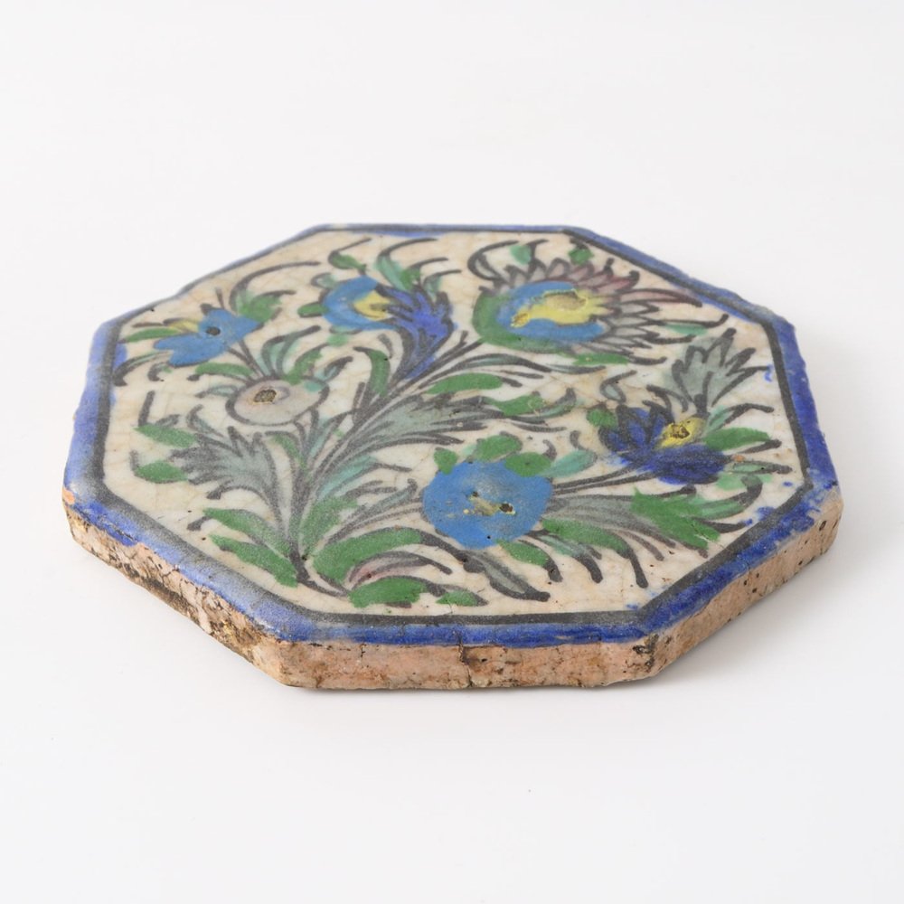Antique Middle Eastern Qajar Dynasty Octagonal Pottery Tile, 19th ...