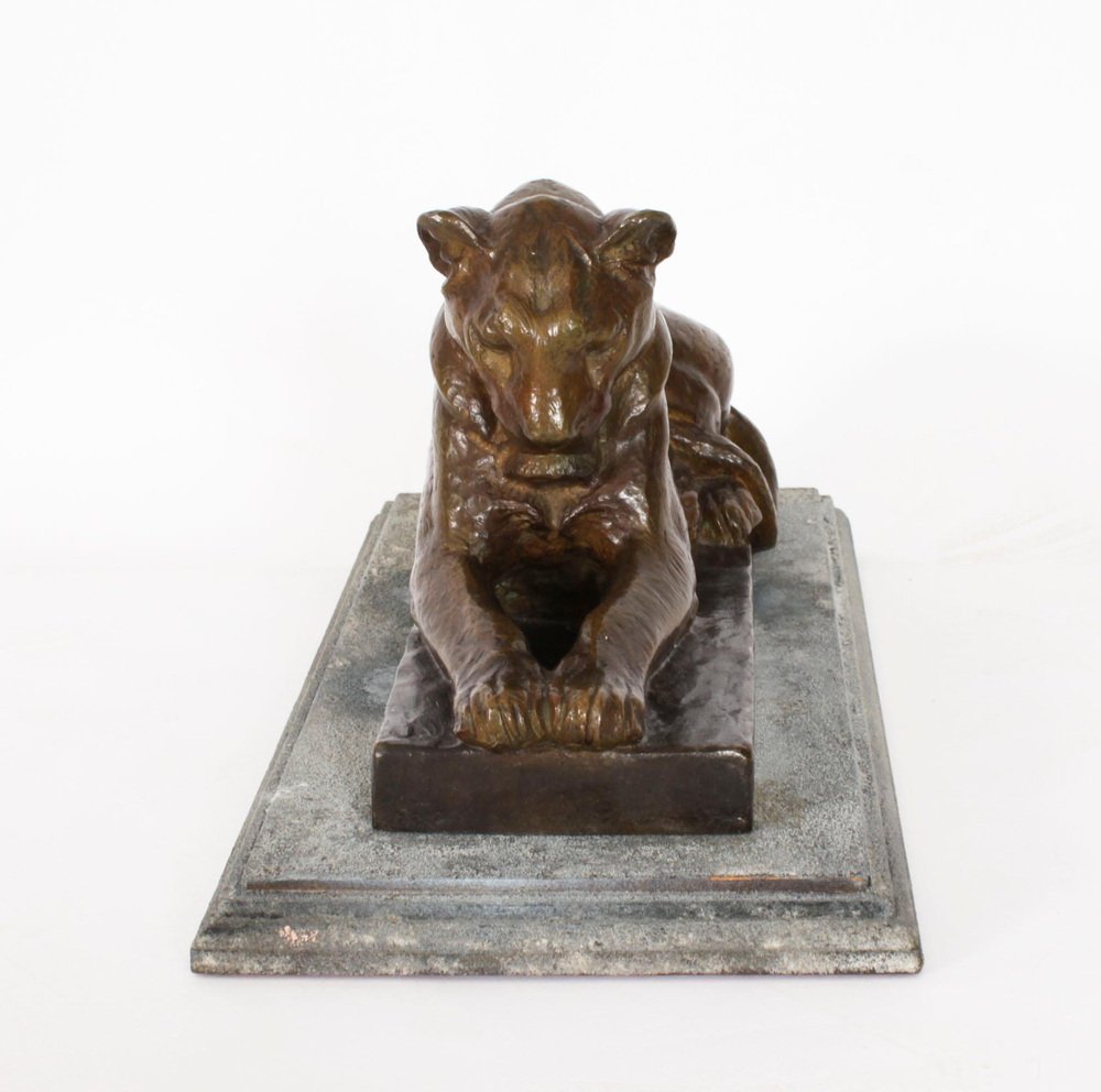 Louis Riche, Antique Sculpture of Lioness, Early 20th Century, Bronze ...