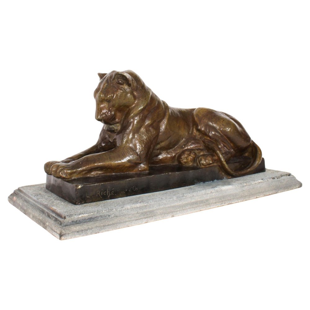 Louis Riche, Antique Sculpture of Lioness, Early 20th Century, Bronze ...