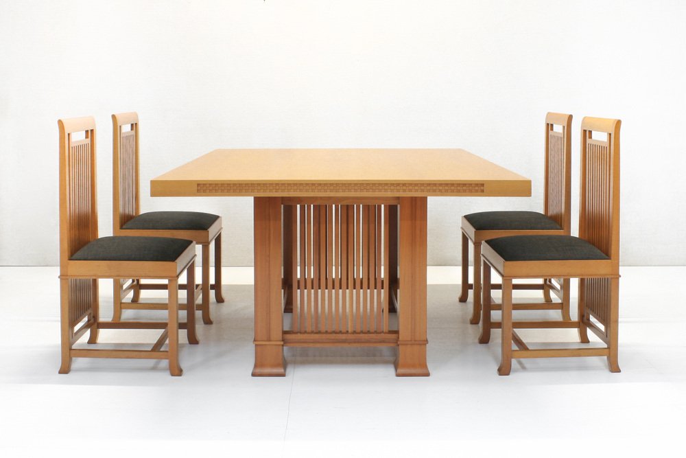 Model 615 Husser Dining Table & Model 614 Coonley Chairs by Frank Lloyd ...