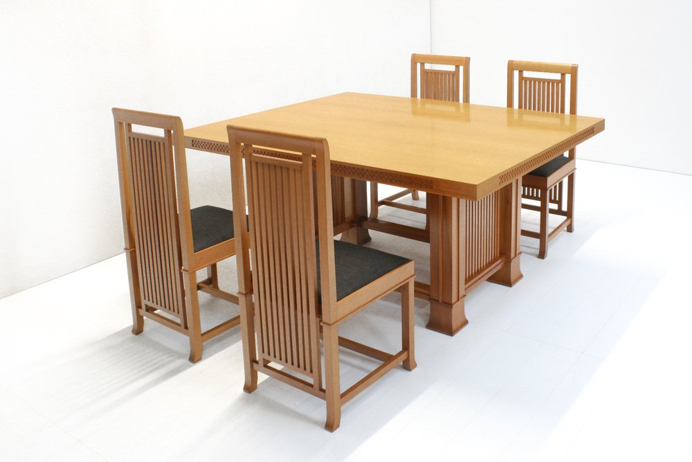 Model 615 Husser Dining Table & Model 614 Coonley Chairs by Frank Lloyd ...