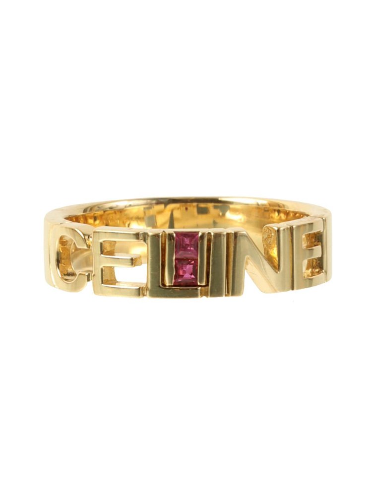 18k Ruby Logo Cut-Out Ring from Celine for sale at Pamono