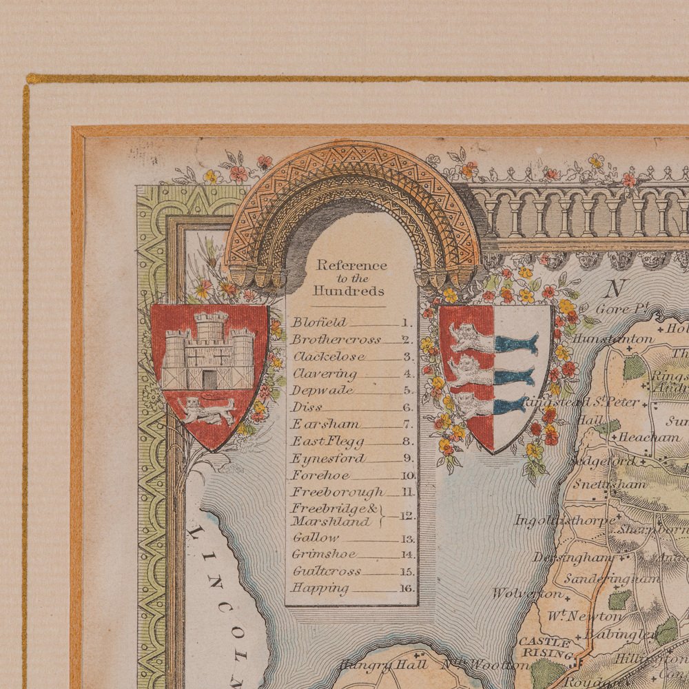 Antique English Framed County Map for sale at Pamono