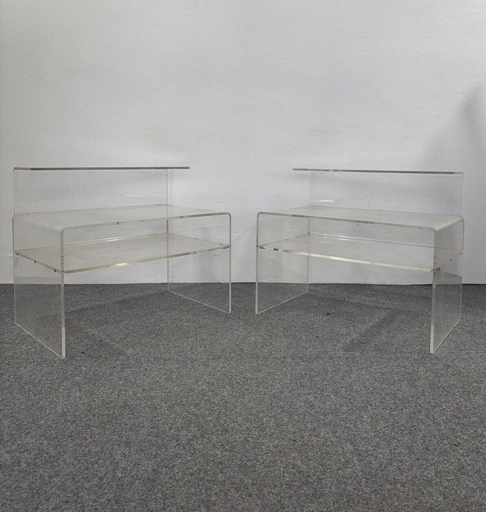 Space Age Transparent Acrylic Bedside Tables, 1970s, Set of 2 for sale ...