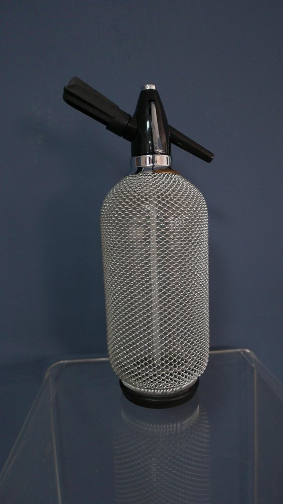 Round Glass & Metal Mesh Soda Bar-Syphons from Merkuria Kovocas, 1950s ...