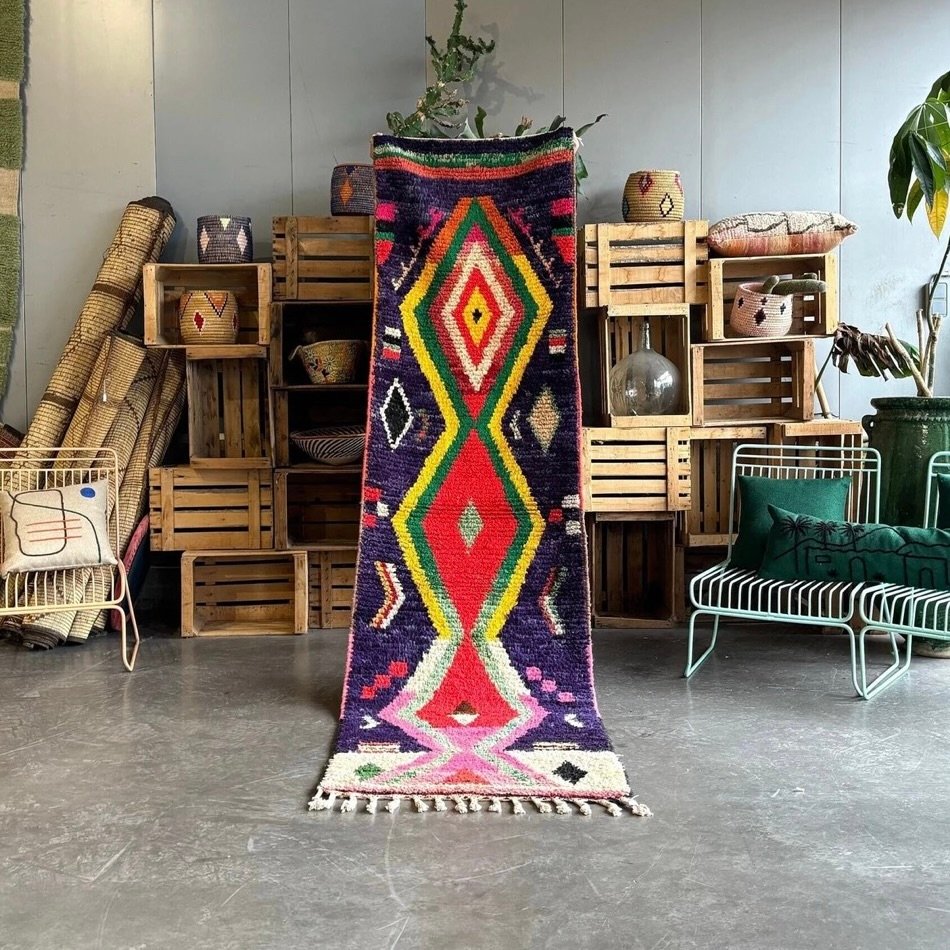 Moroccan Abstract Traditional Berber Runner Rug, 2000s for sale at Pamono