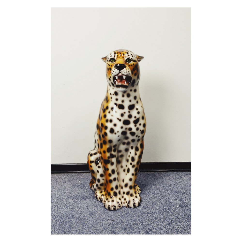 Leopard Statue in Ceramic by Ceramiche Boxer for sale at Pamono