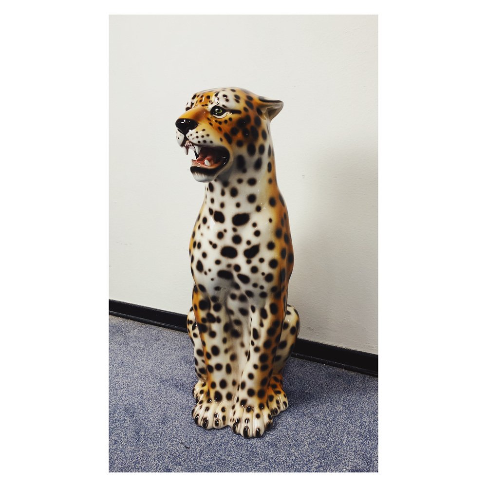 Leopard Statue in Ceramic by Ceramiche Boxer for sale at Pamono