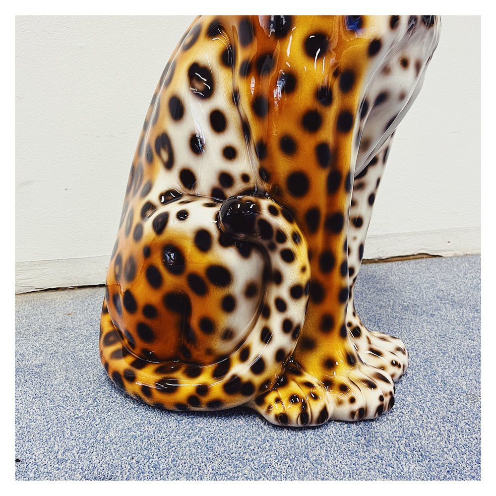 Leopard Statue in Ceramic by Ceramiche Boxer for sale at Pamono