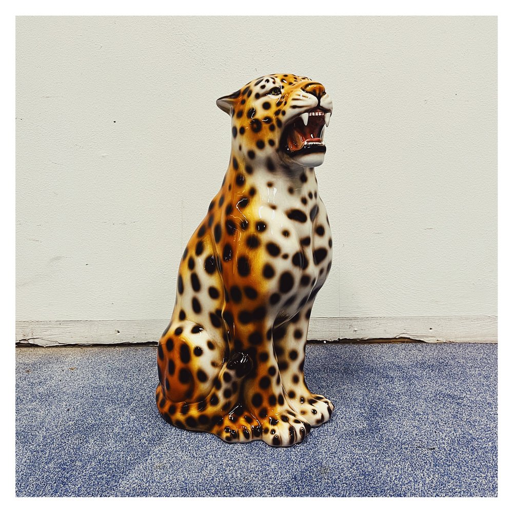 Leopard Statue in Ceramic by Ceramiche Boxer for sale at Pamono