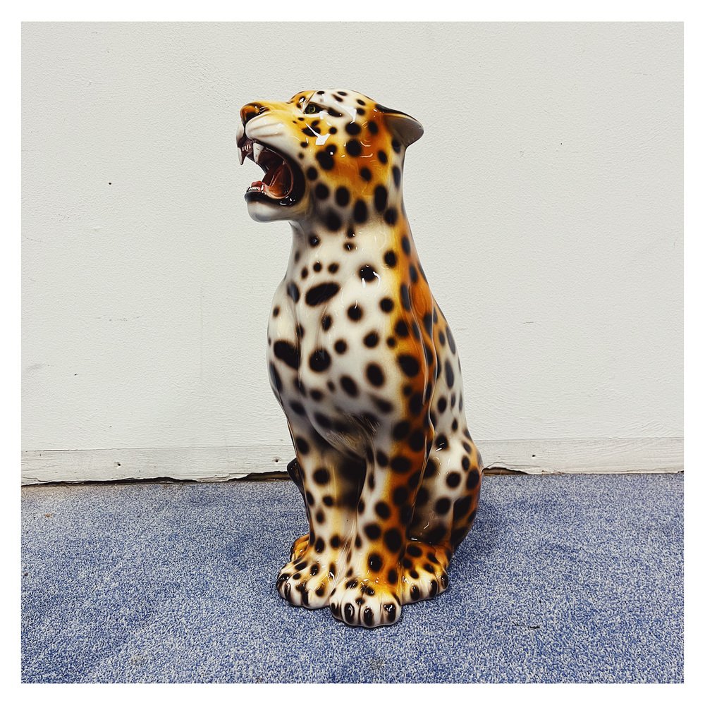 Leopard Statue in Ceramic by Ceramiche Boxer for sale at Pamono