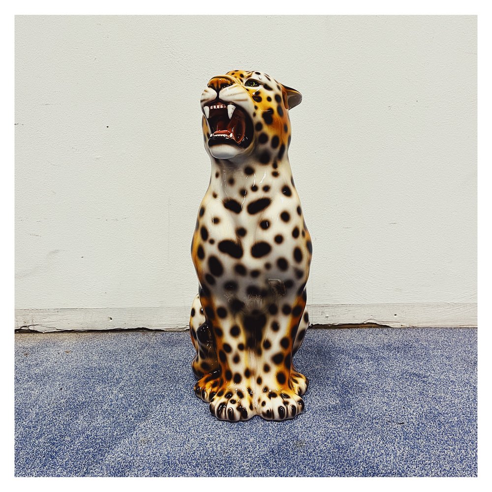 Leopard Statue in Ceramic by Ceramiche Boxer for sale at Pamono