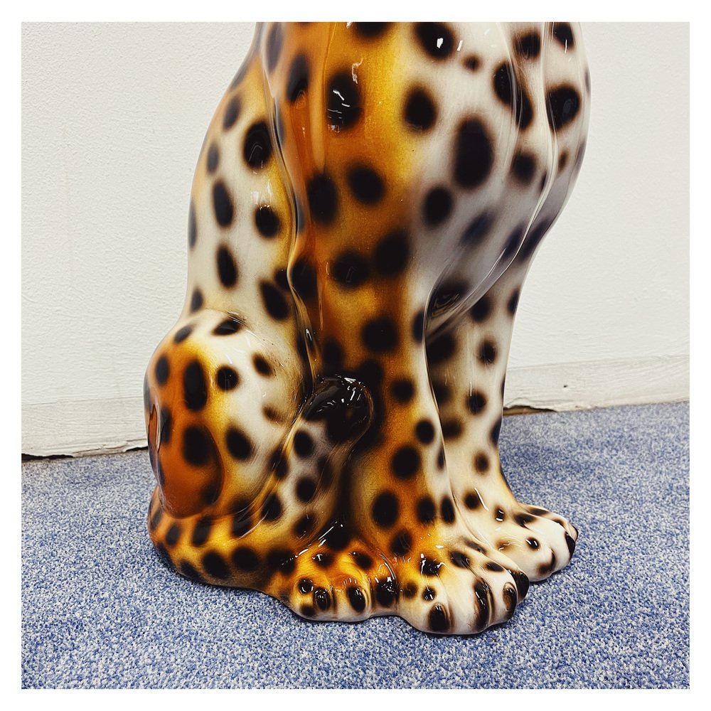 Leopard Statue in Ceramic by Ceramiche Boxer for sale at Pamono
