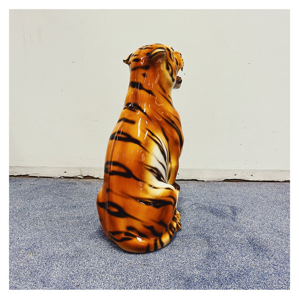 Tiger Statue in Ceramic by Ceramiche Boxer for sale at Pamono