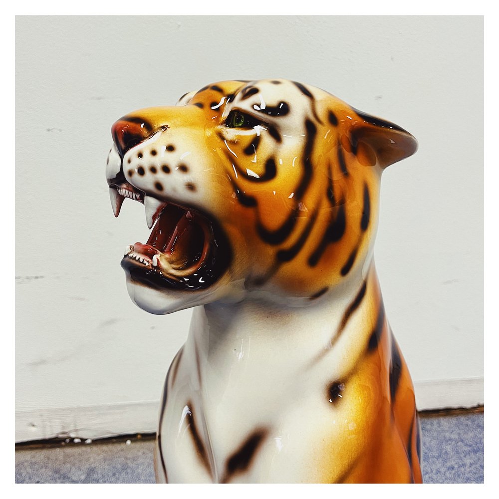 Tiger Statue in Ceramic by Ceramiche Boxer for sale at Pamono