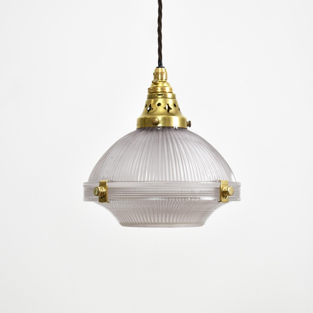 Antique Holophane 2-Part Pendant Light, 1920s for sale at Pamono