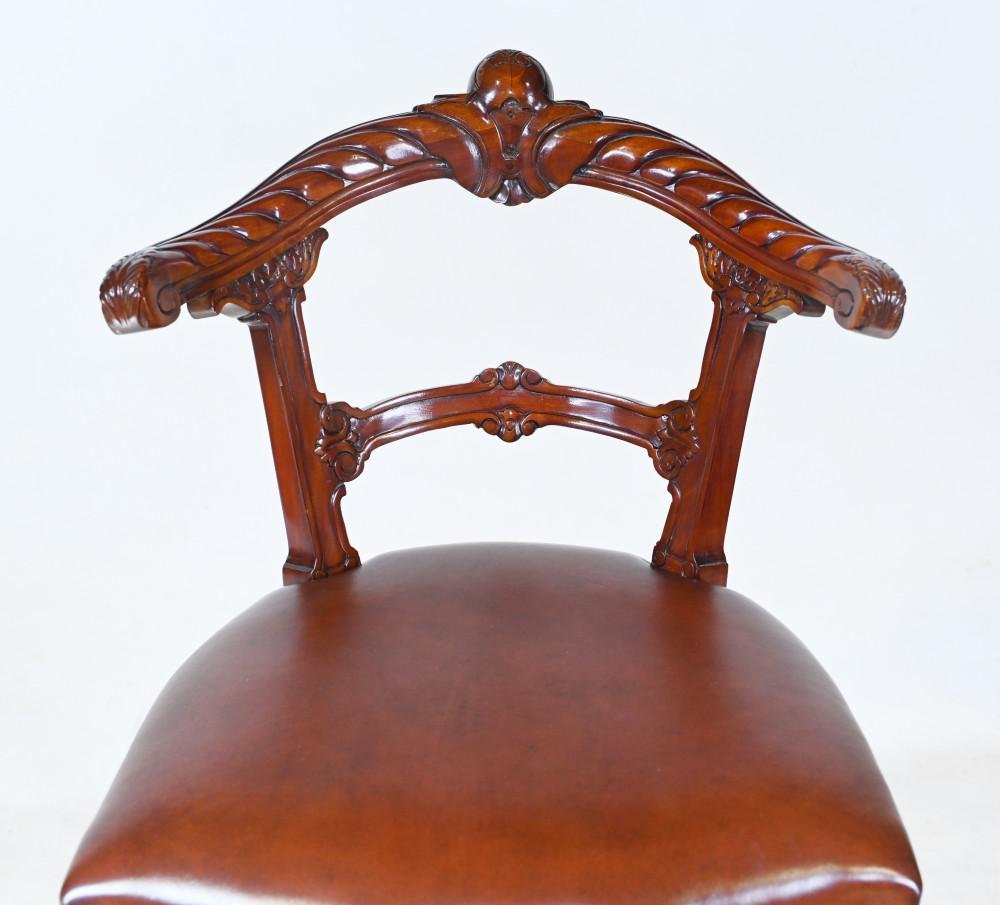 Victorian Revival Bar Stool in Leather Seat for sale at Pamono