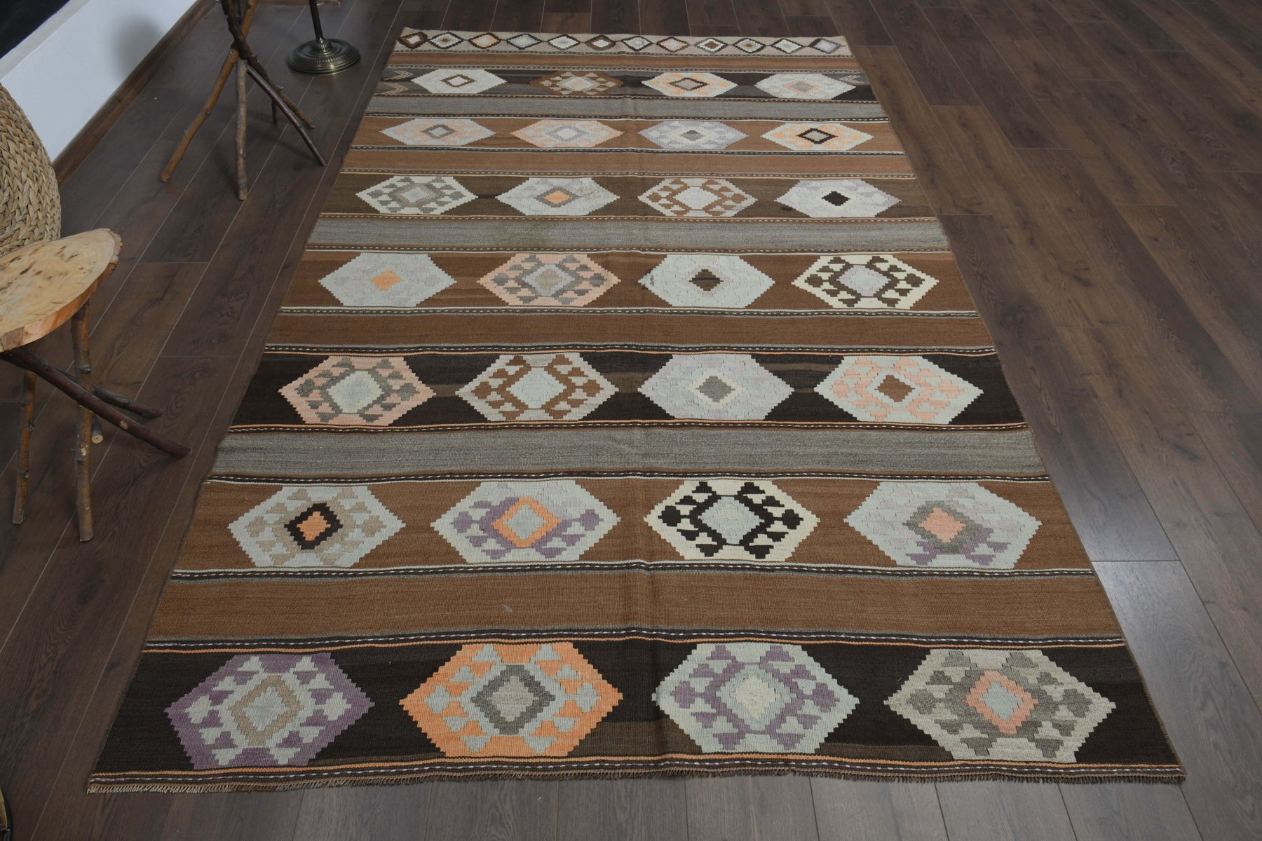 Turkish Brown Kilim Rug, 1960s for sale at Pamono