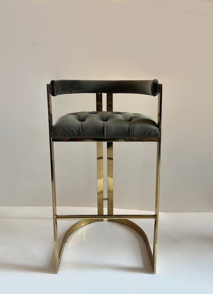 Vintage Stool with Backrest for sale at Pamono