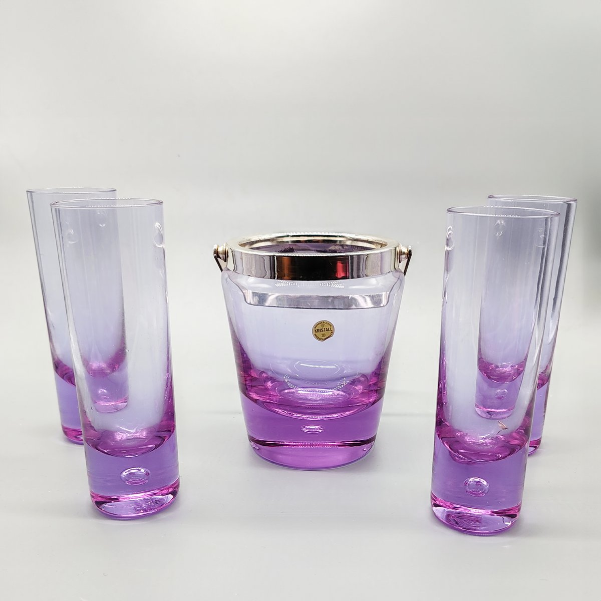 Vintage Crystal Set with Ice Bucket and 4 Glasses from VB Kristall ...