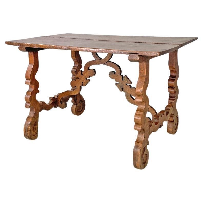 Italian Wooden Fratino Table with Decorated Legs, 1700s for sale at Pamono