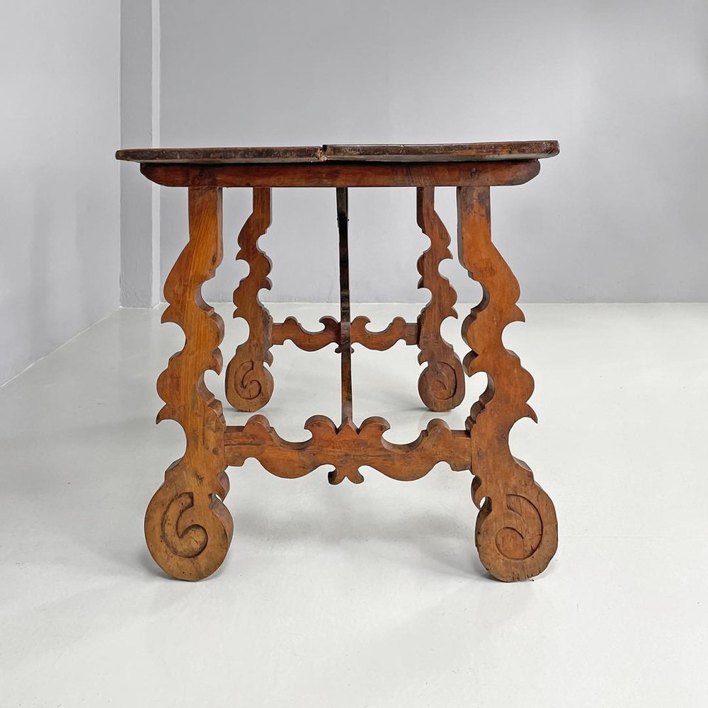 Italian Wooden Fratino Table with Decorated Legs, 1700s for sale at Pamono