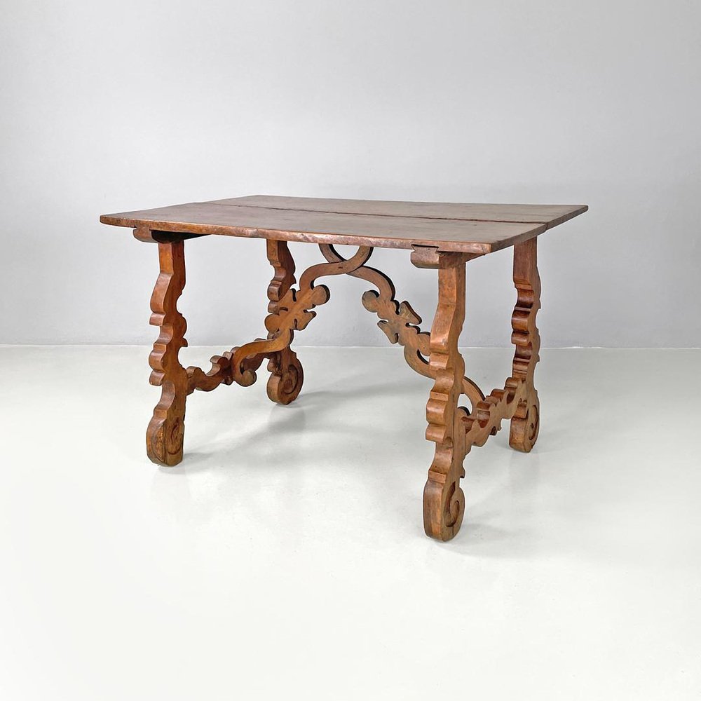Italian Wooden Fratino Table with Decorated Legs, 1700s for sale at Pamono