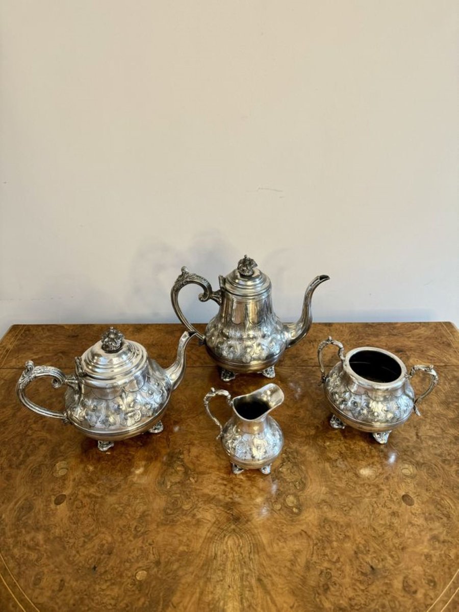 Antique Victorian Tea Set, 1880, Set of 4 for sale at Pamono