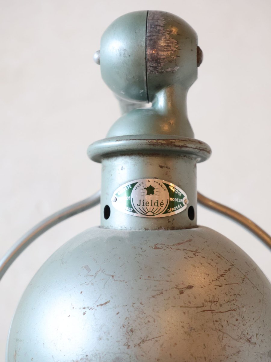 Vintage French Industrial Jielde Table Lamp in Green Patina from Jieldé ...