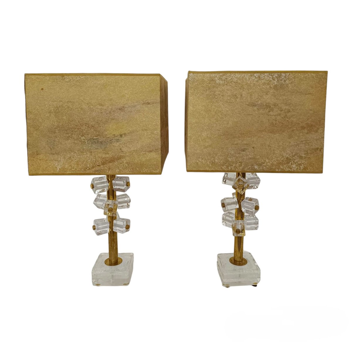 Murano Glass Ice Cube Table Lamps, Set of 2 for sale at Pamono