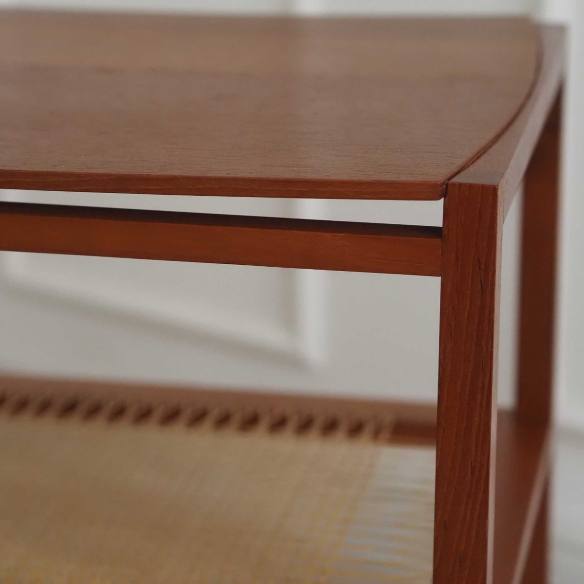 Vintage Scandi Teak Side Table with Weave, 1960s for sale at Pamono